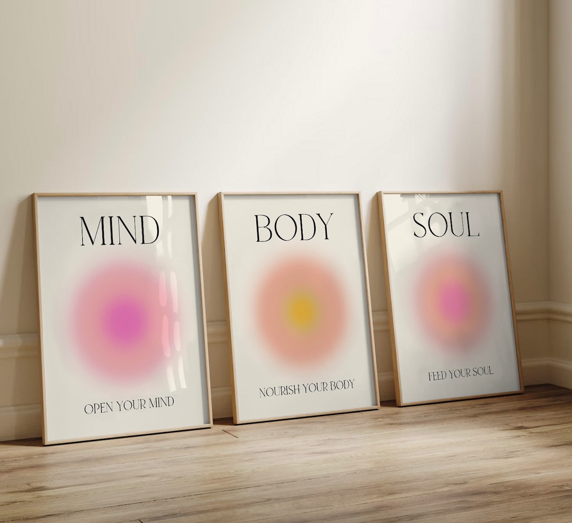 Mind Body Soul Aura Poster 3 Piece Wall Art Aura Energy - Etsy