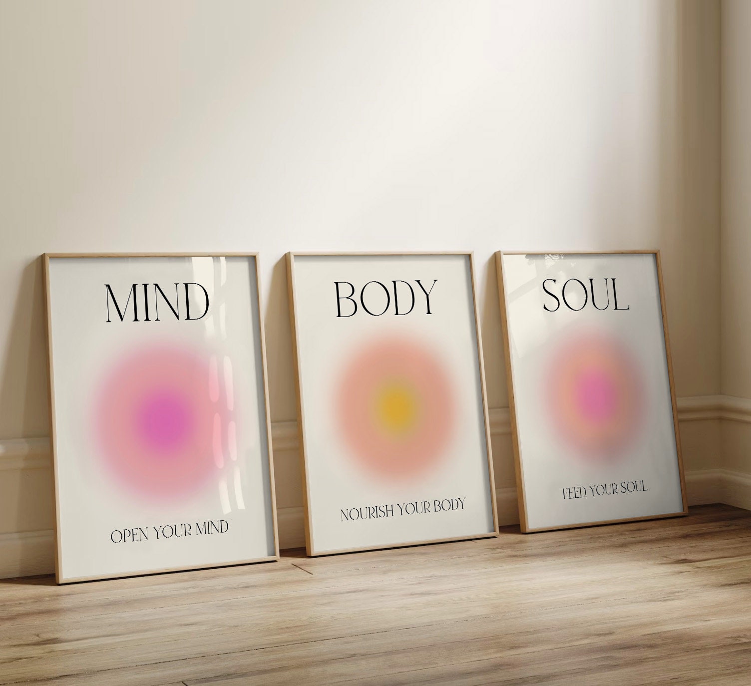 Mind Body Soul Aura Poster 3 Piece Wall Art Aura Energy - Etsy