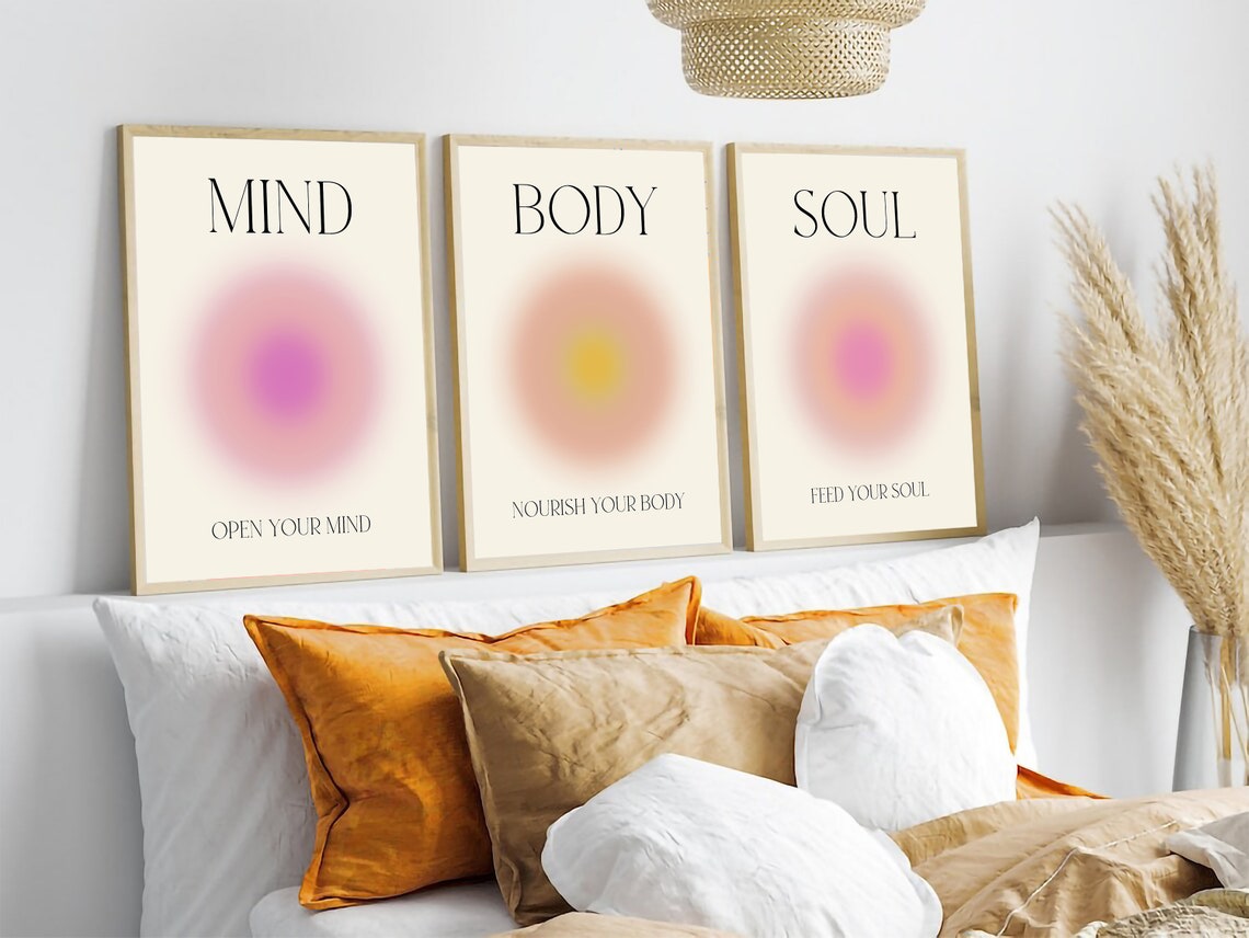 Mind Body Soul Aura Poster 3 Piece Wall Art Aura Energy - Etsy