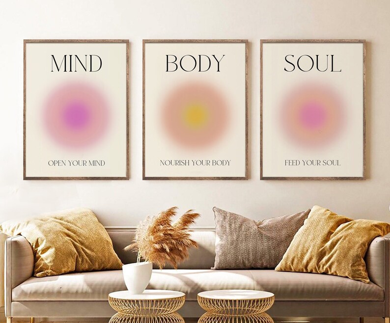Mind Body Soul Aura Poster 3 Piece Wall Art Aura Energy - Etsy