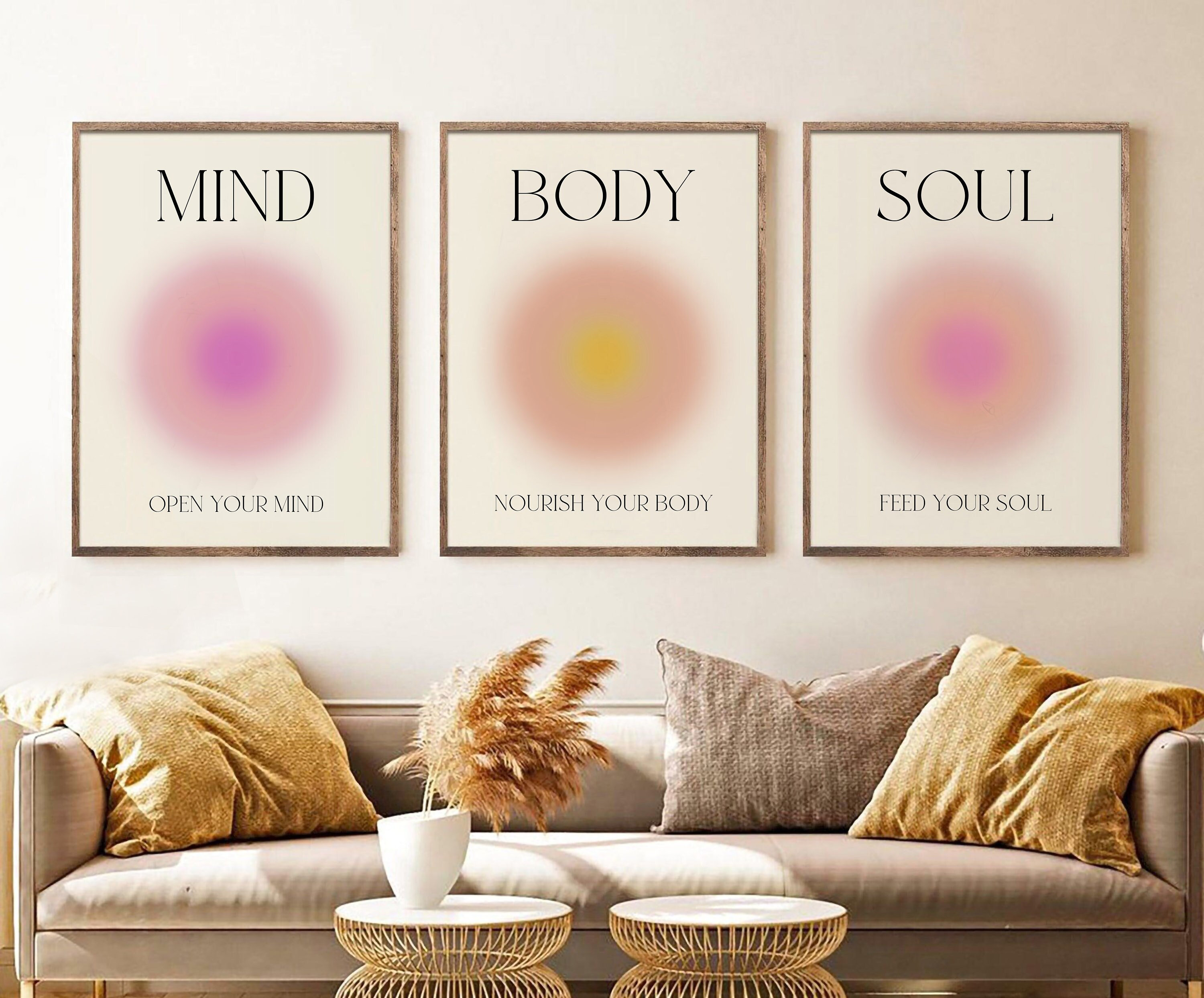 Mind Body Soul Aura Poster 3 Piece Wall Art Aura Energy - Etsy