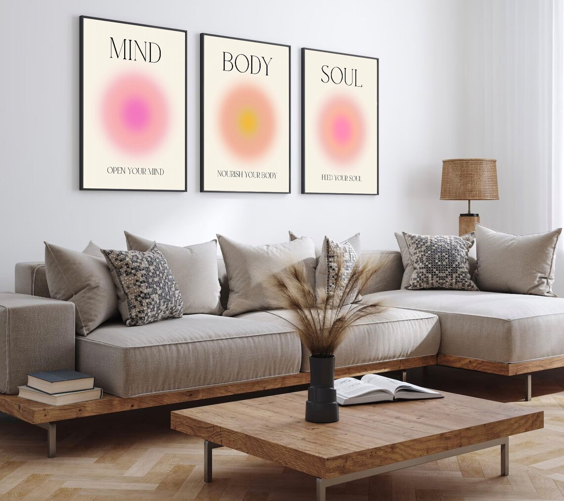 Mind Body Soul Aura Poster 3 Piece Wall Art Aura Energy - Etsy