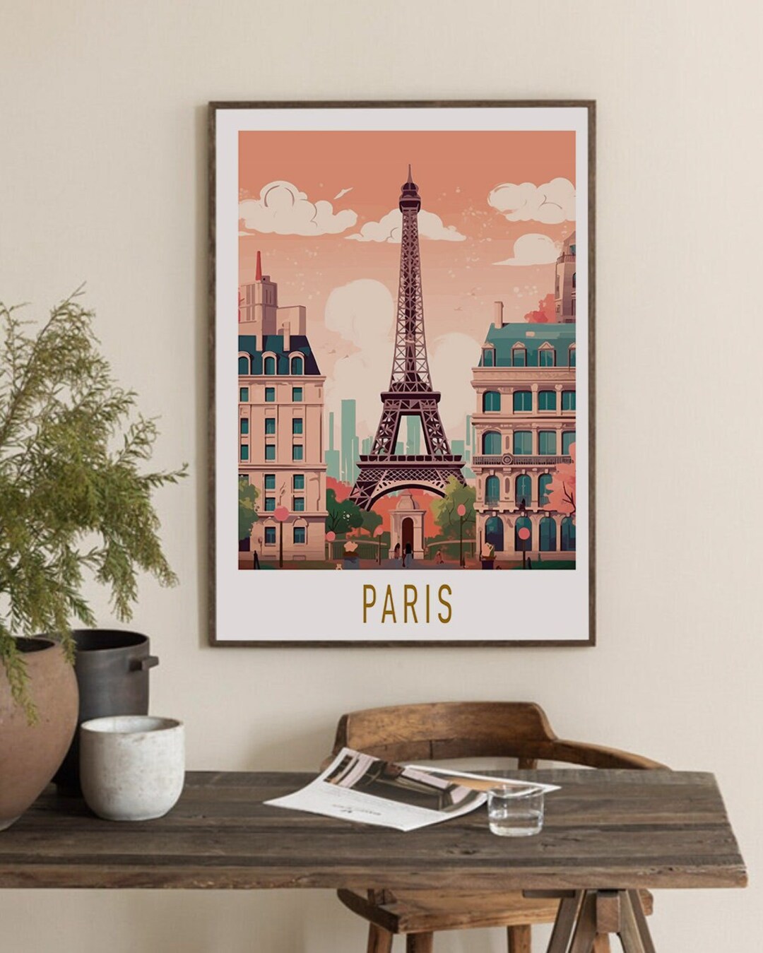 Paris Travel Poster Paris Print Eiffel Tower Wall Art Vintage Prints ...