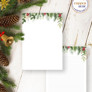 A4, A5 & 8.5x11 Lined and Unlined Christmas Printable Paper Festive ...