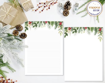 Printable Christmas Stationery Letter Paper, Digital Download Christmas ...