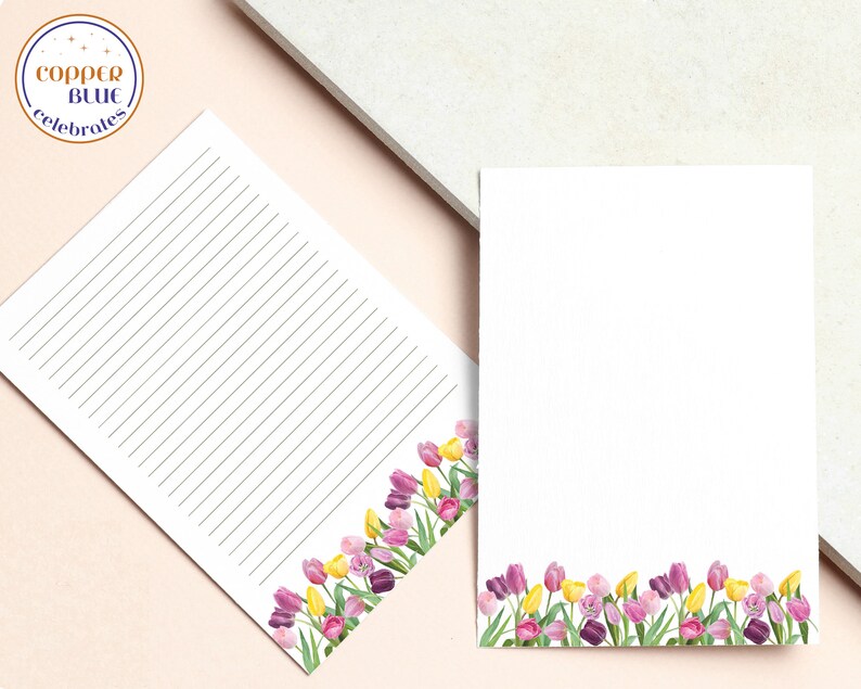 A4 Lined and Unlined Tulip Printable Paper | Spring Writing Sheets ...