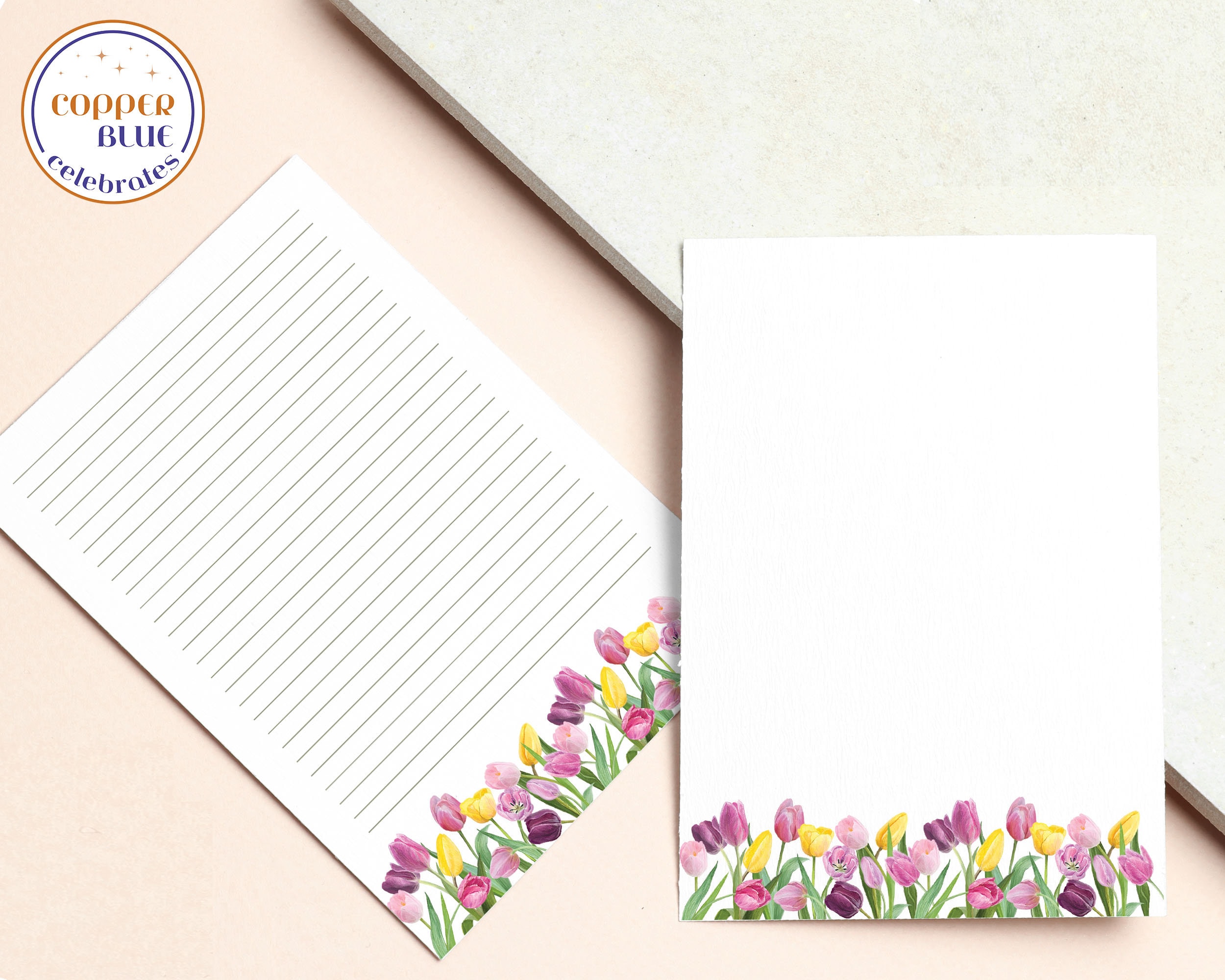 A4 Lined and Unlined Tulip Printable Paper | Spring Writing Sheets ...