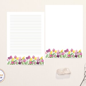 A4 Lined and Unlined Tulip Printable Paper | Spring Writing Sheets ...