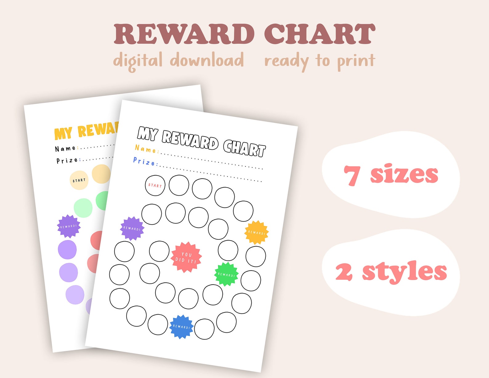 Printable Kids Reward Chart Kids Routine Chart Toddler - Etsy