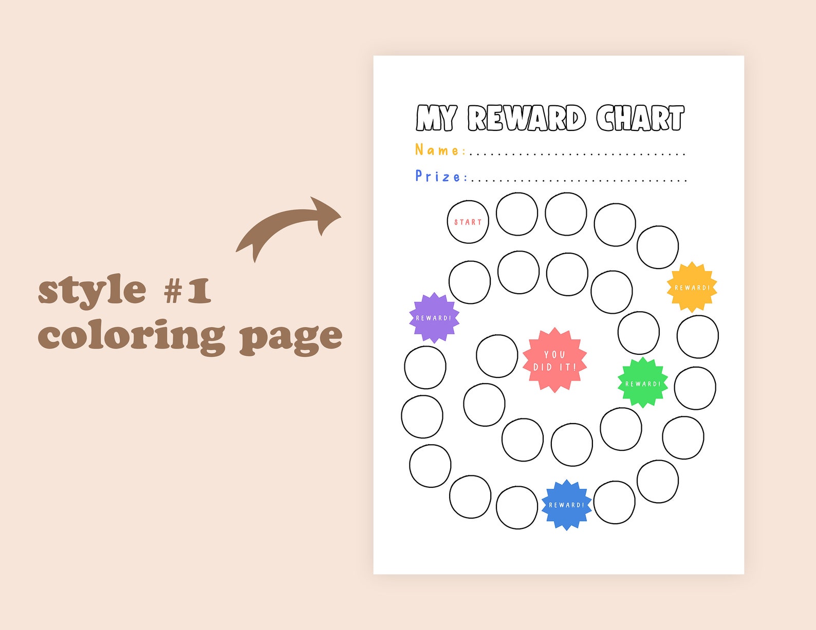 Printable Kids Reward Chart, Kids Routine Chart, Toddler Rainbow Chart ...