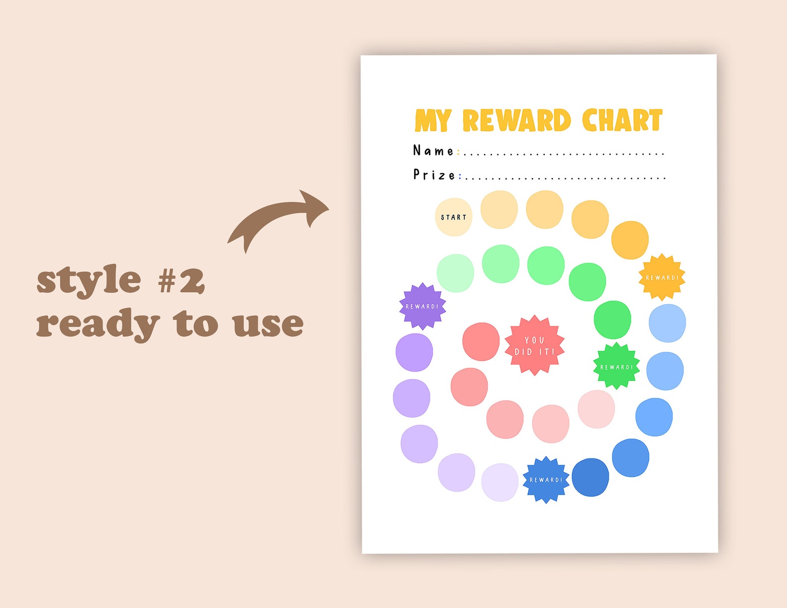 Printable Kids Reward Chart, Kids Routine Chart, Toddler Rainbow Chart ...