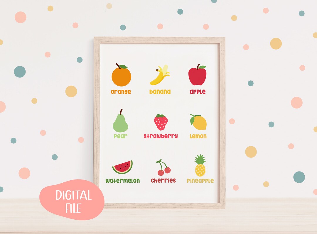 Fruit Poster Printable Wall Art, Montessori Nursery Print, Educational ...
