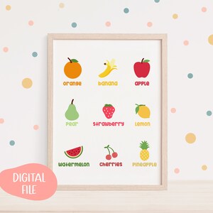 Fruit Poster Printable Wall Art, Montessori Nursery Print, Educational ...