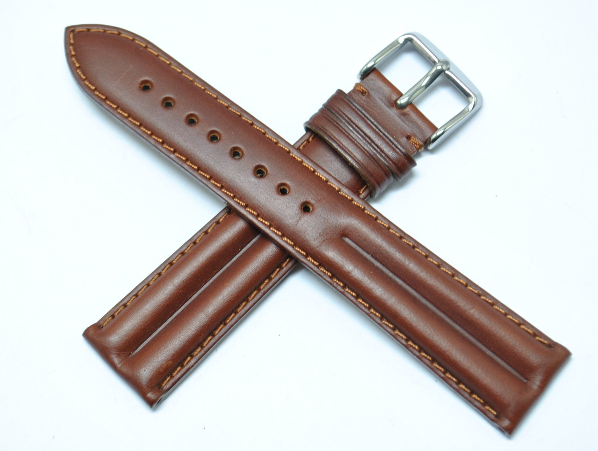 20mm XL, Long Watch Strap, Smooth Oily Leather, Rail Style - Etsy