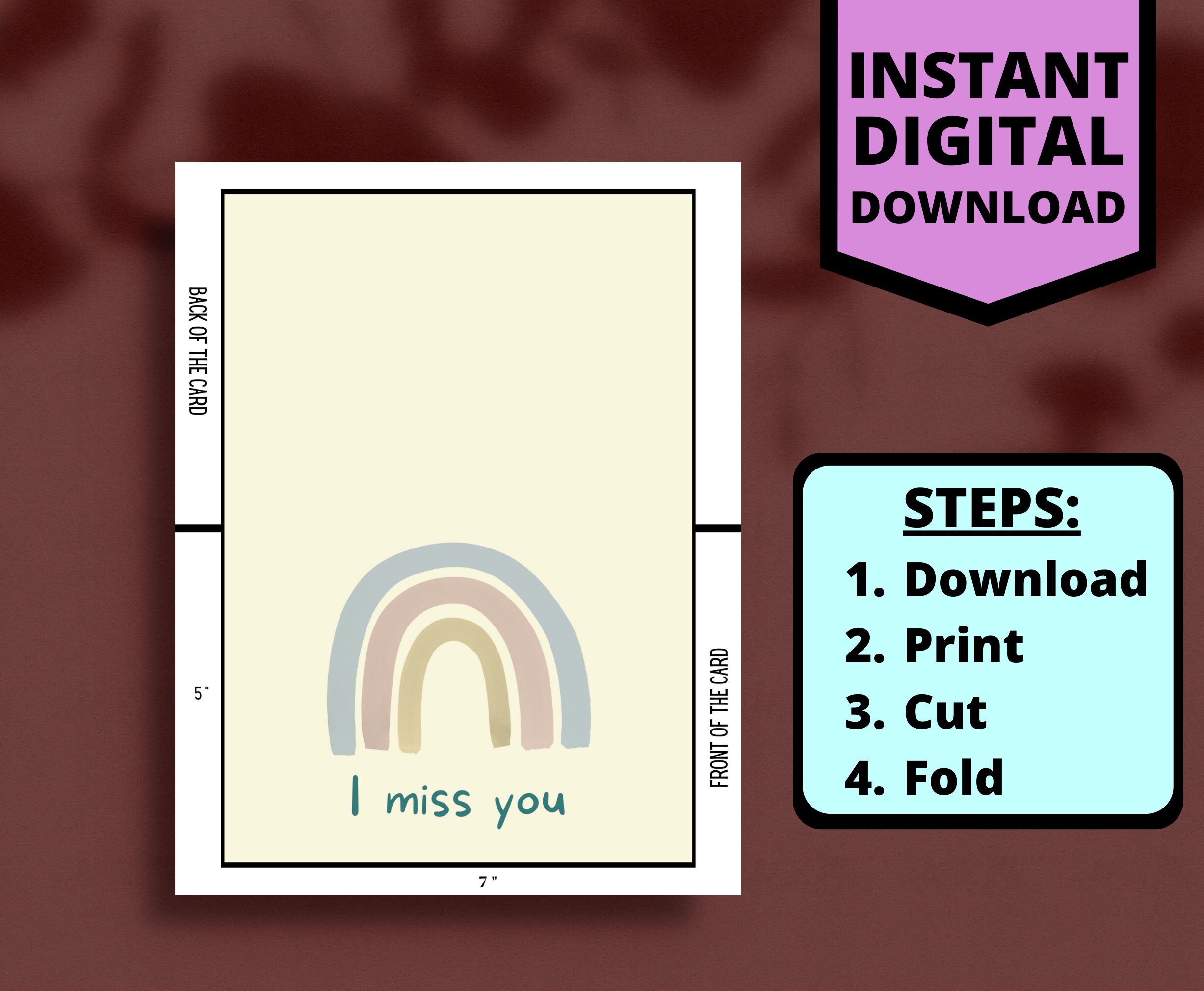 I Miss You Rainbow Greeting Card Greeting Card I Miss You - Etsy