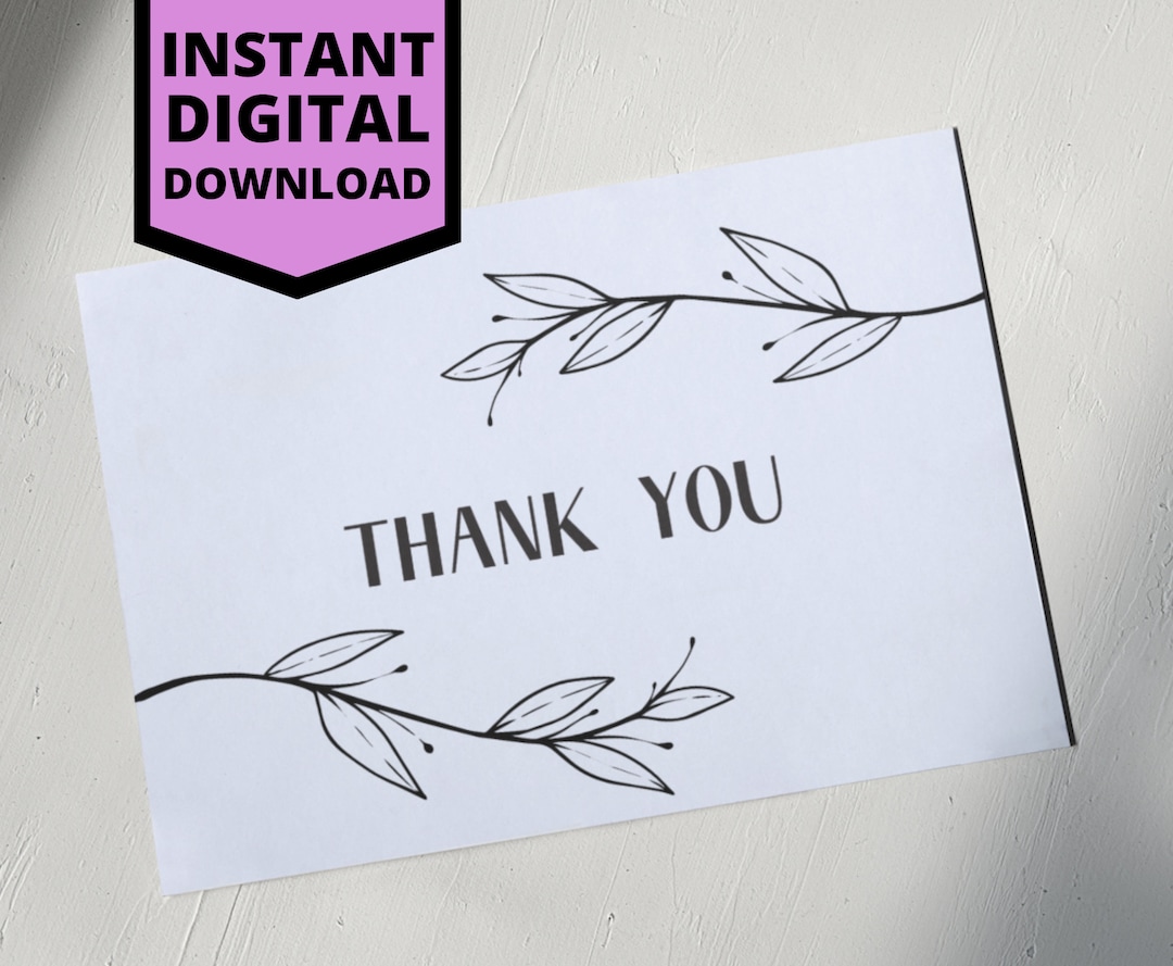 Thank You Card Printable Cute Thank You Card With Floral - Etsy
