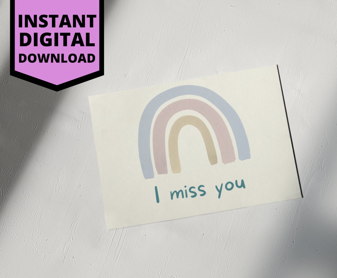 I Miss You Rainbow Greeting Card, Greeting Card, I Miss You Card ...