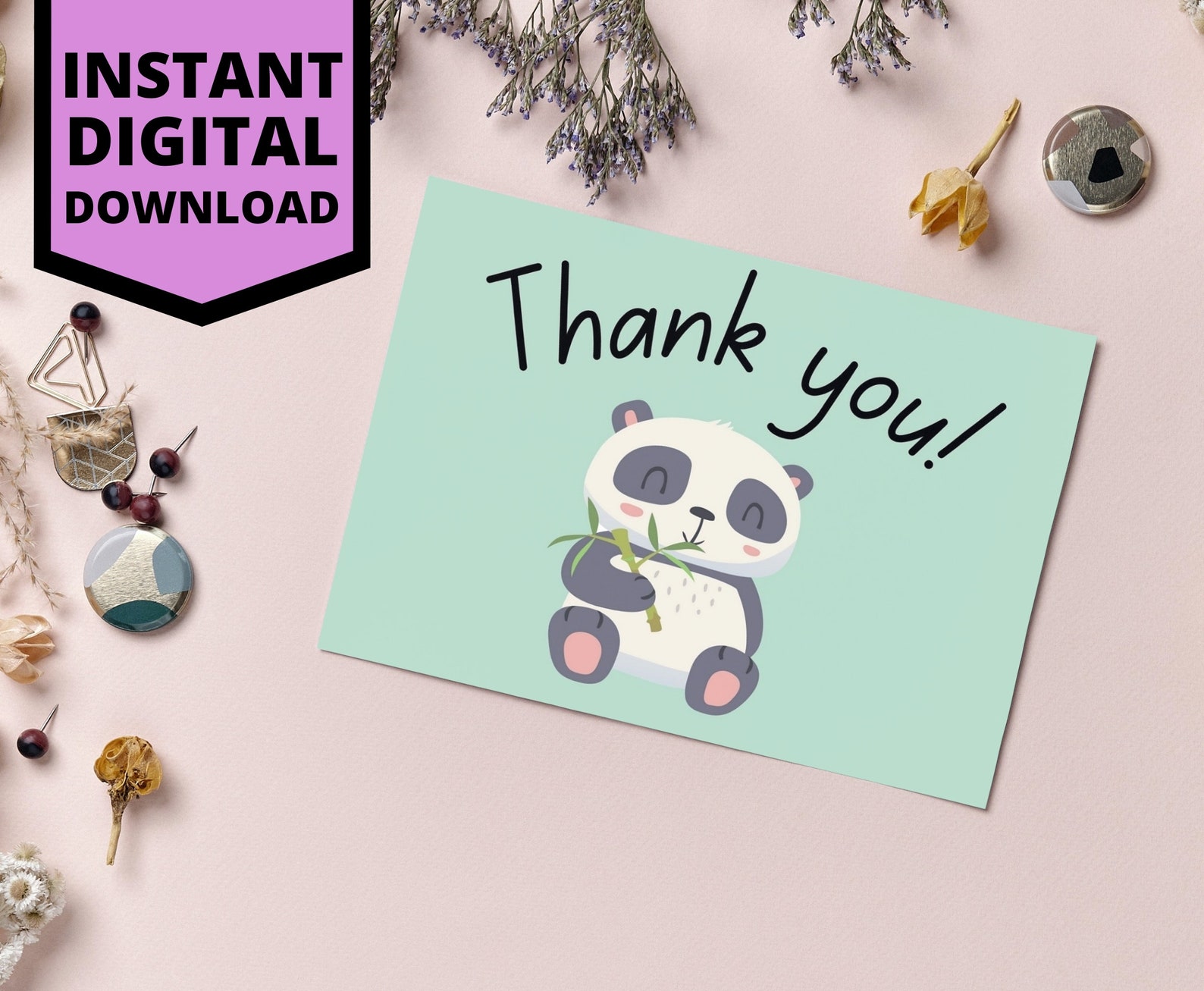 Panda Thank You Card, Thank You Panda, DIY Animal Crafts, Greeting ...