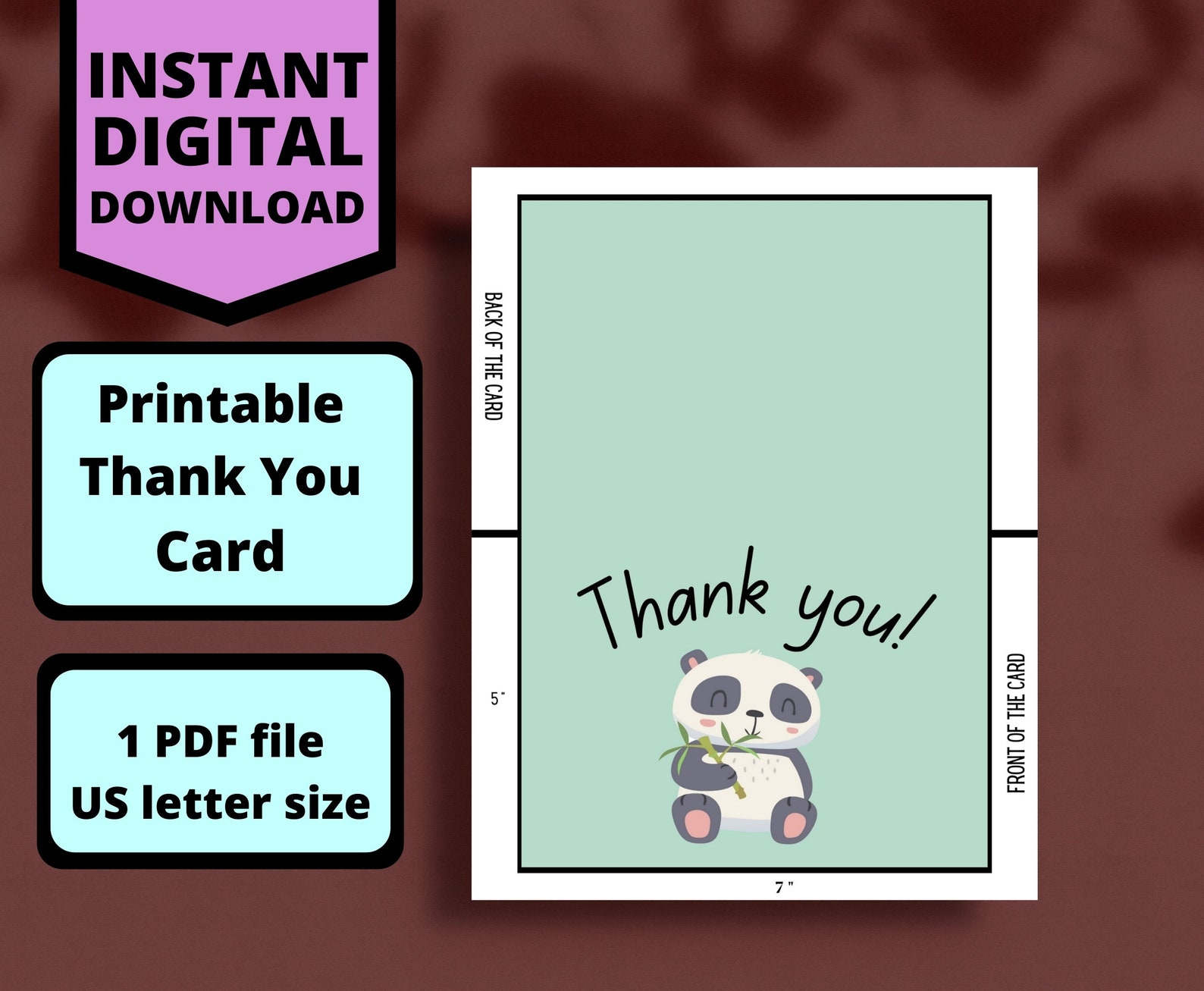 Panda Thank You Card, Thank You Panda, DIY Animal Crafts, Greeting ...