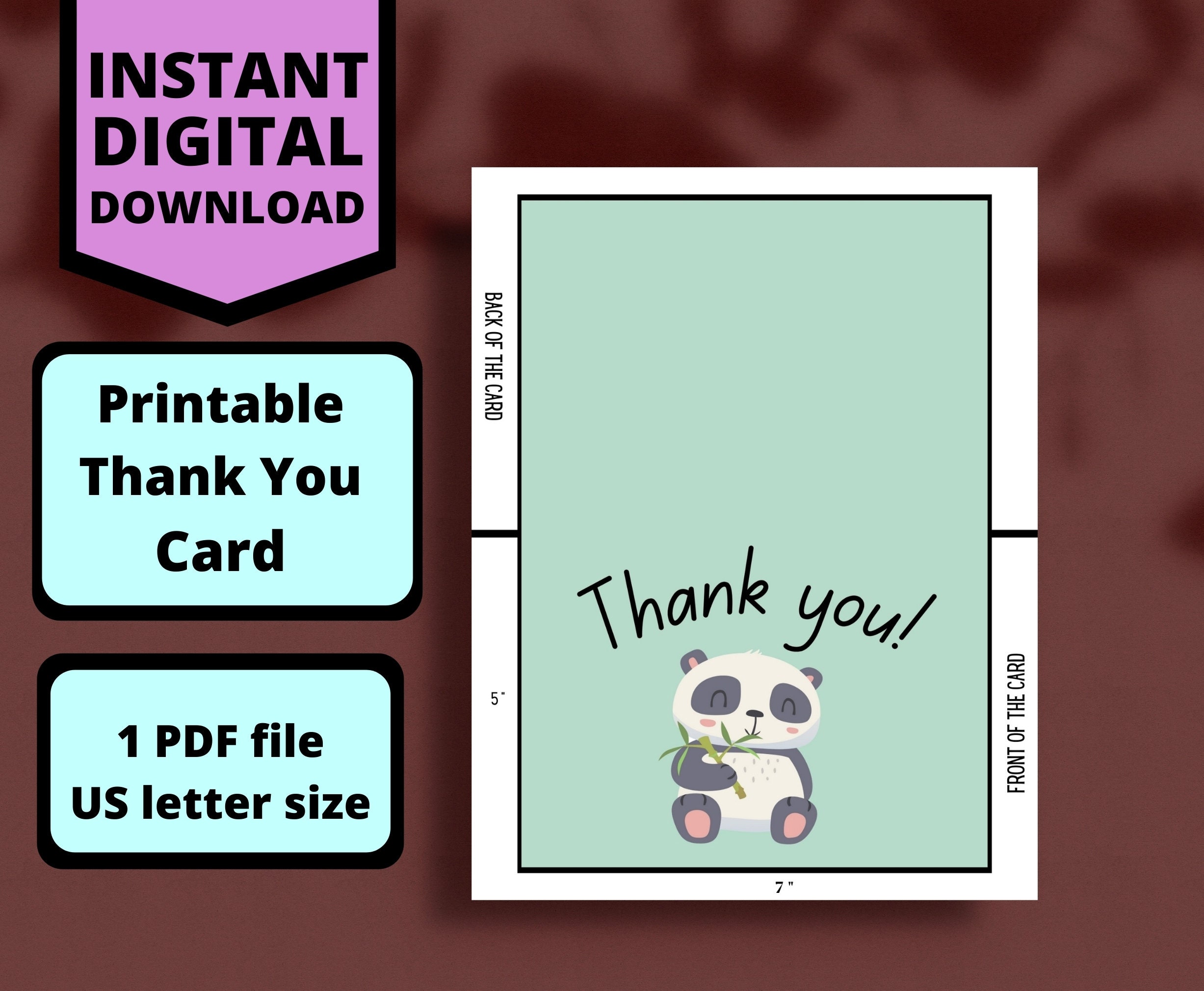 Panda Thank You Card, Thank You Panda, DIY Animal Crafts, Greeting ...