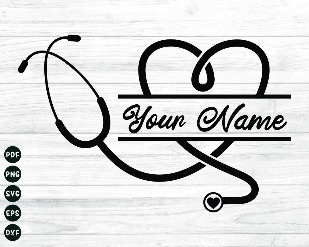 Stethoscope Heart Split Monogram Name Frame, Heart Stethoscope SVG ...