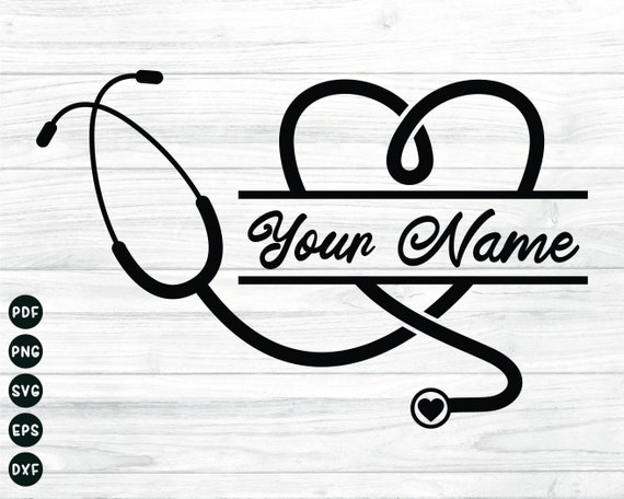 Stethoscope Heart Split Monogram Name Frame Heart Stethoscope - Etsy ...