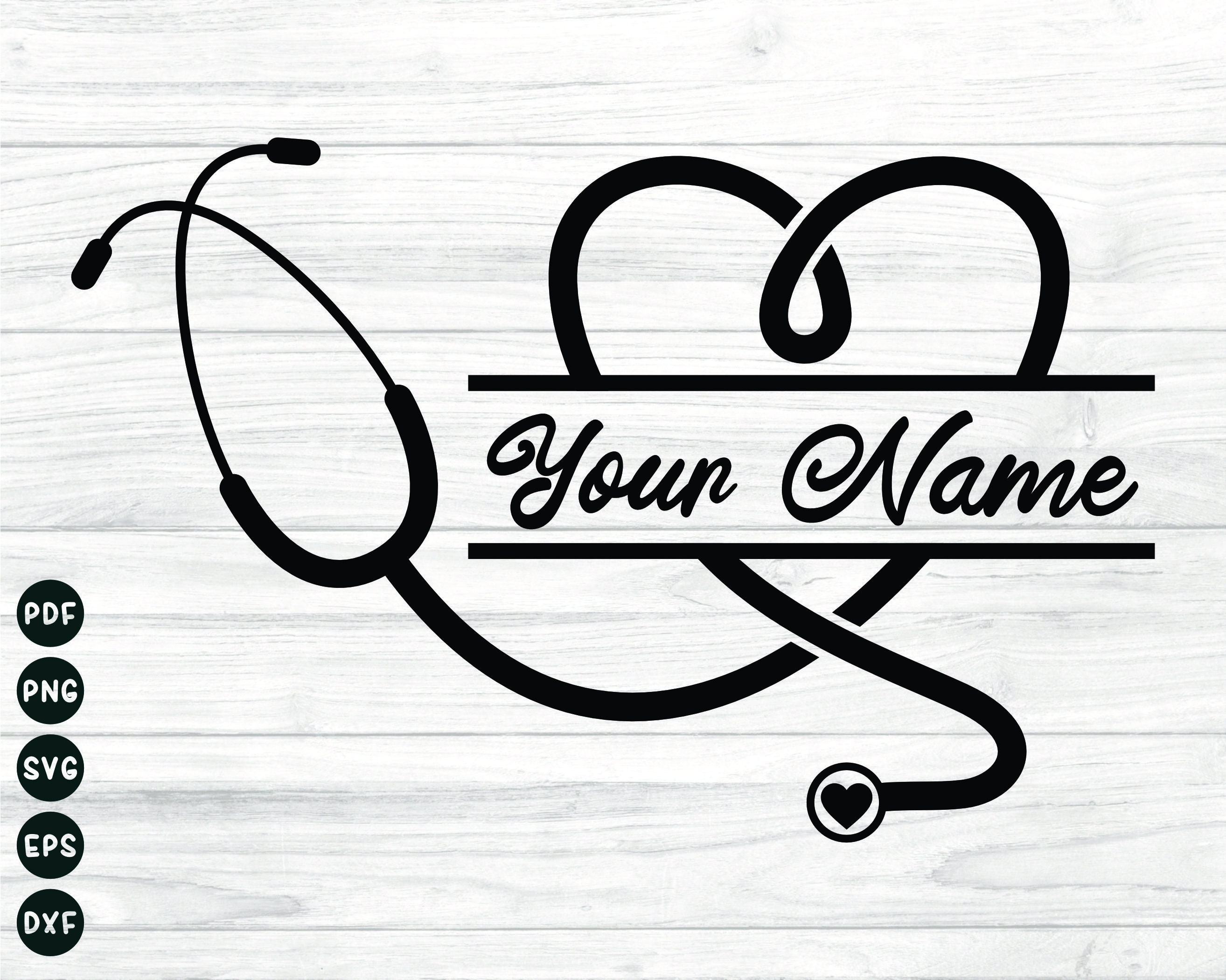 Stethoscope Heart Split Monogram Name Frame, Heart Stethoscope SVG ...