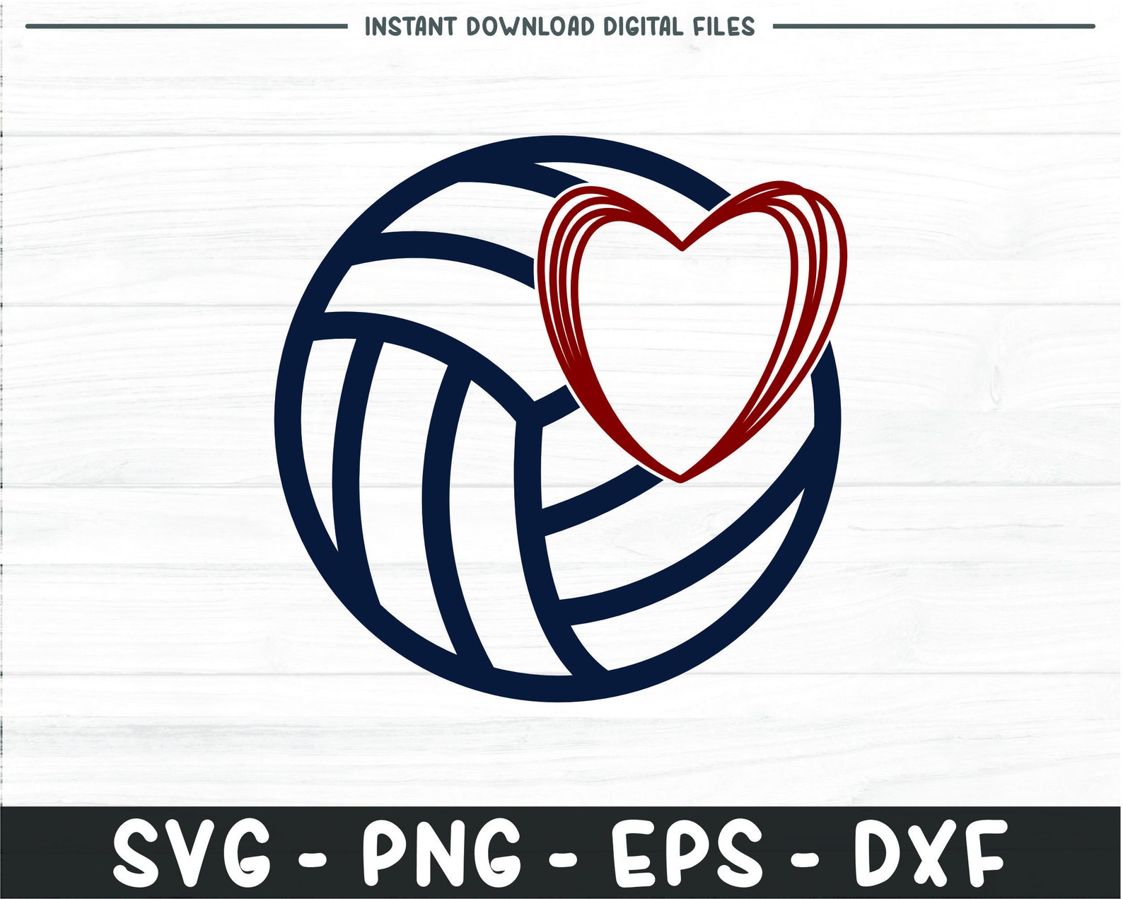 Volleyball With Heart, Volleyball Heart Svg, Volleyball Svg, Volleyball ...