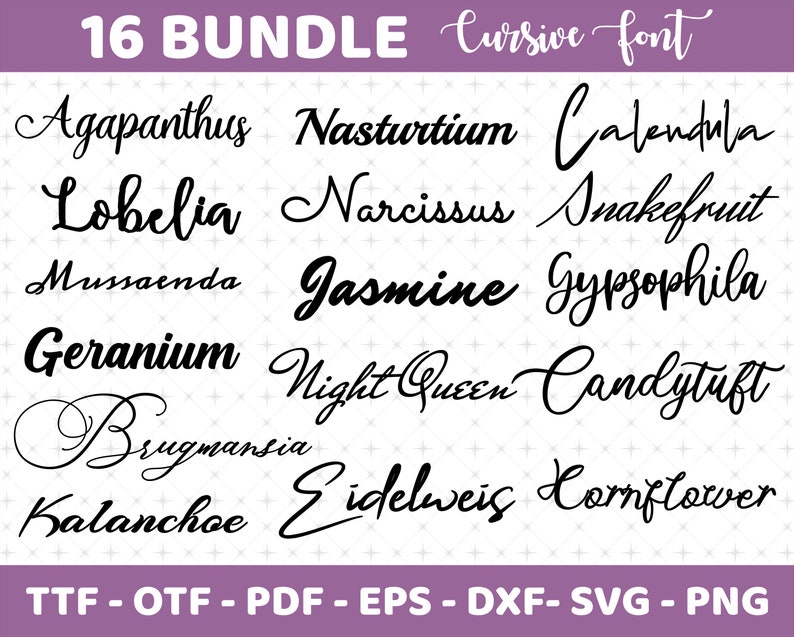 Cursive SVG Font Cursive Font Bundle Cursive SVG Signature Fonts for ...