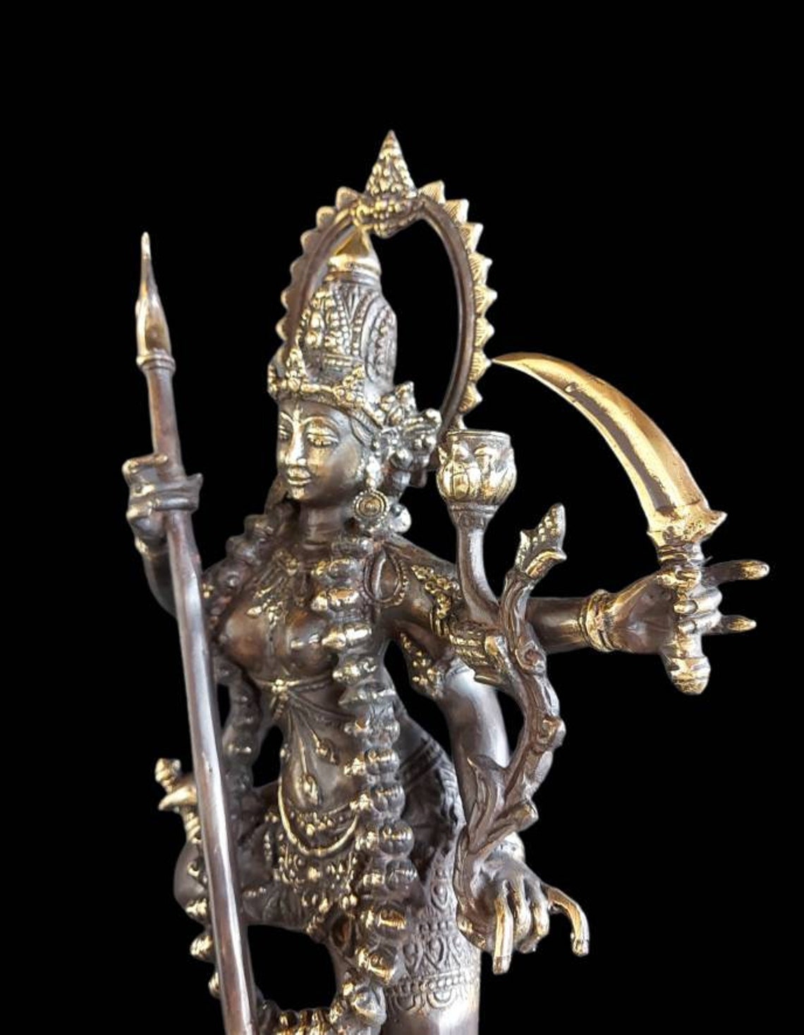 Mahakali Hindu God Figurine, Mahakali Sculpture 16.9" , Hindu Goddess ...