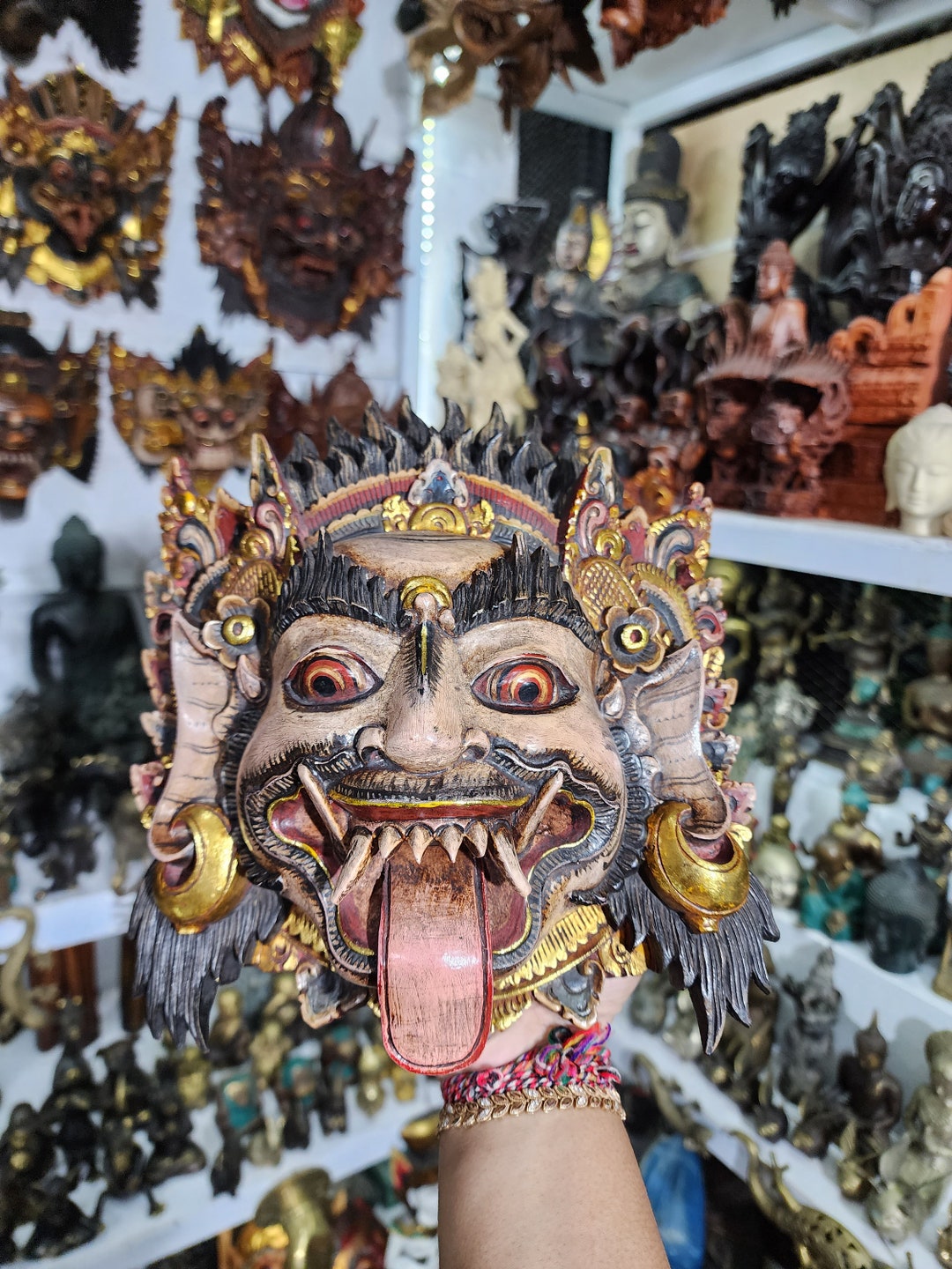 Wooden Kali Mask , Mask Mahakali , Balinese Mythology , Wooden Mask ...