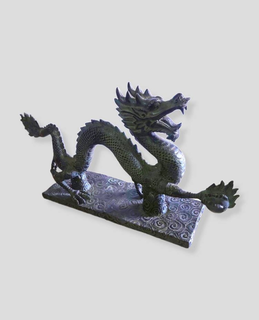 13.5 Inch Miniature Dragon Statue, Chinese Antique Bronze, Dragon ...