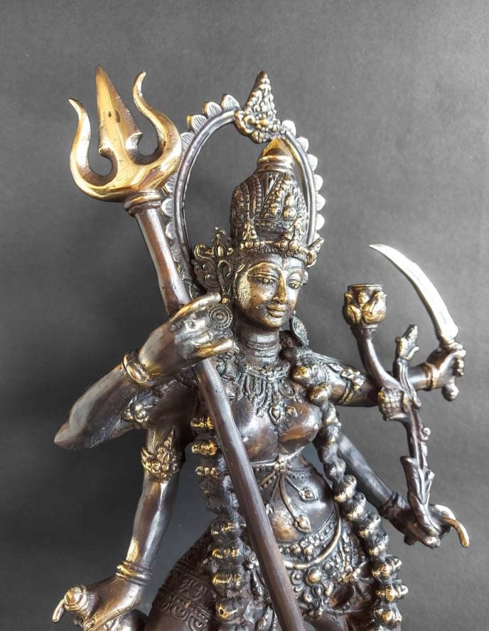 Mahakali Hindu God Figurine, Mahakali Sculpture 16.9" , Hindu Goddess ...