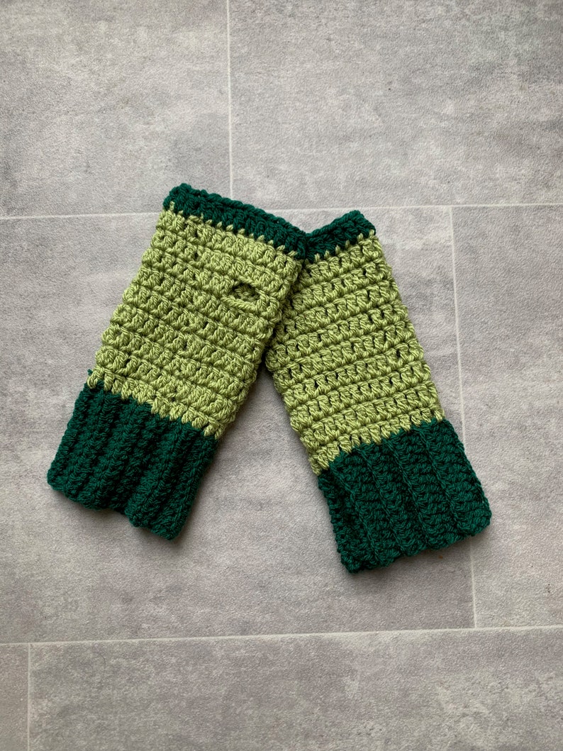 Two Tone Hand Warmers / Hand Crocheted Fingerless Gloves, Custom ...