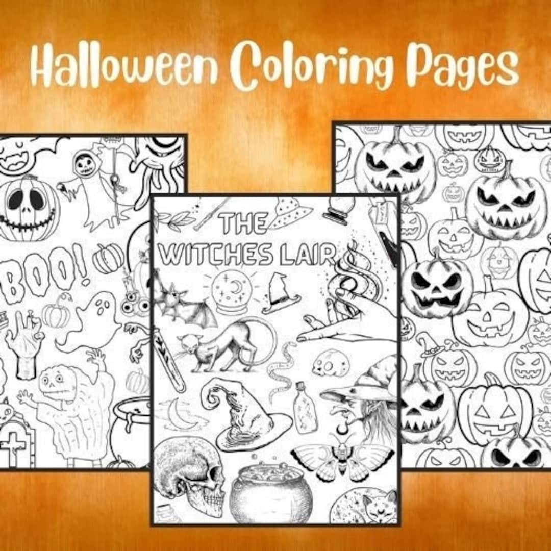 HALLOWEEN DIGITAL DOWNLOAD / Halloween Coloring Pages / Spooky Coloring ...