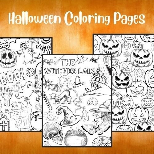 HALLOWEEN DIGITAL DOWNLOAD / Halloween Coloring Pages / Spooky Coloring ...