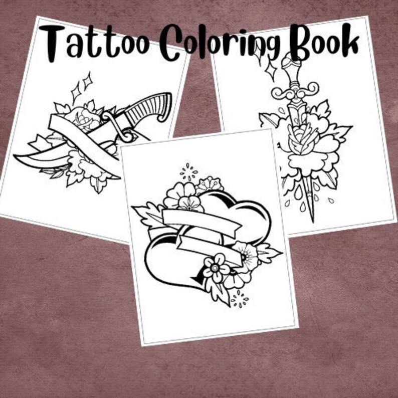 Tattoo Coloring Pages - Etsy