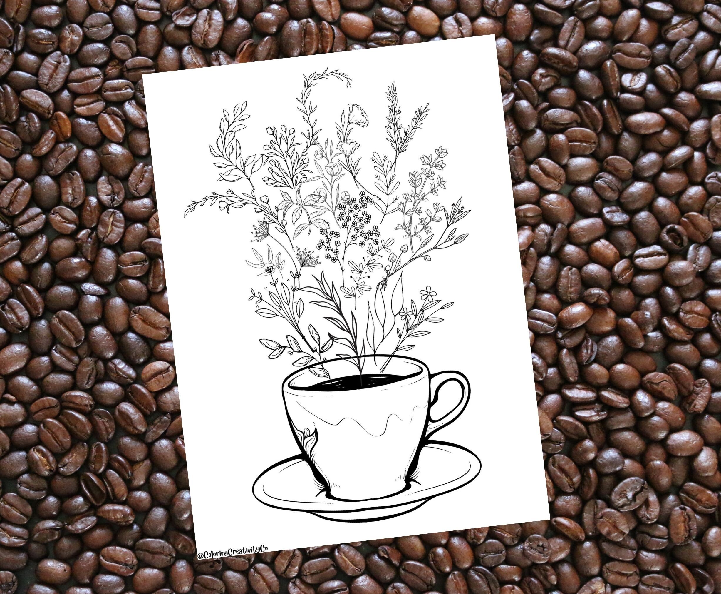 Printable Coffee Theme Coloring Pages, Instant Download Coffee Lovers ...