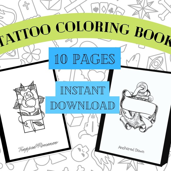 Tattoo Coloring Book - Etsy