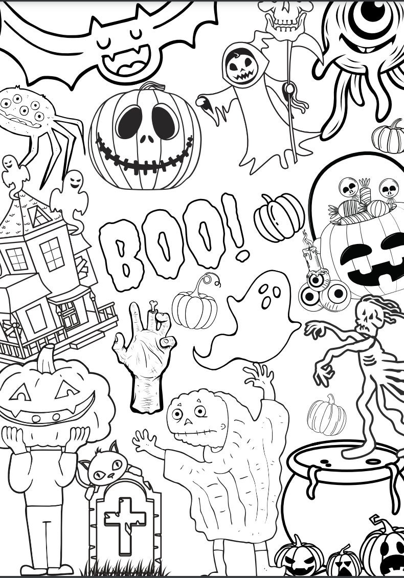 HALLOWEEN DIGITAL DOWNLOAD / Halloween Coloring Pages / Spooky Coloring ...