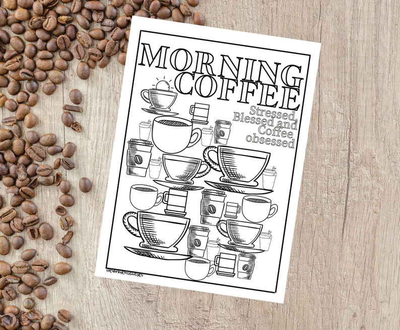 Printable Coffee Theme Coloring Pages, Instant Download Coffee Lovers ...