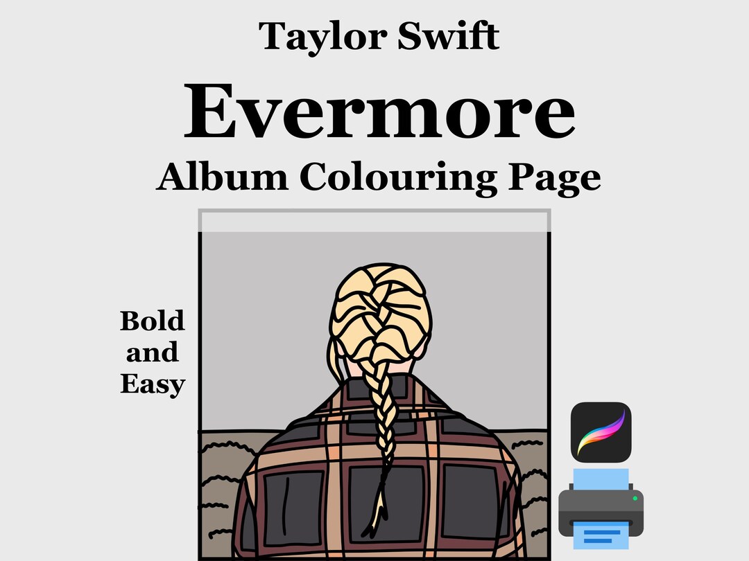 Evermore Album Cover Colouring Page Bold Lines for Easy Colouring - Etsy UK