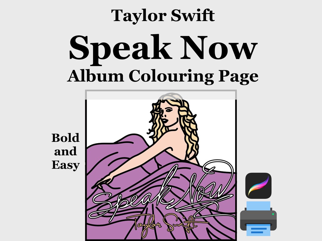 Speak Now TV Album Cover Colouring Page - Bold Lines for Easy Colouring ...