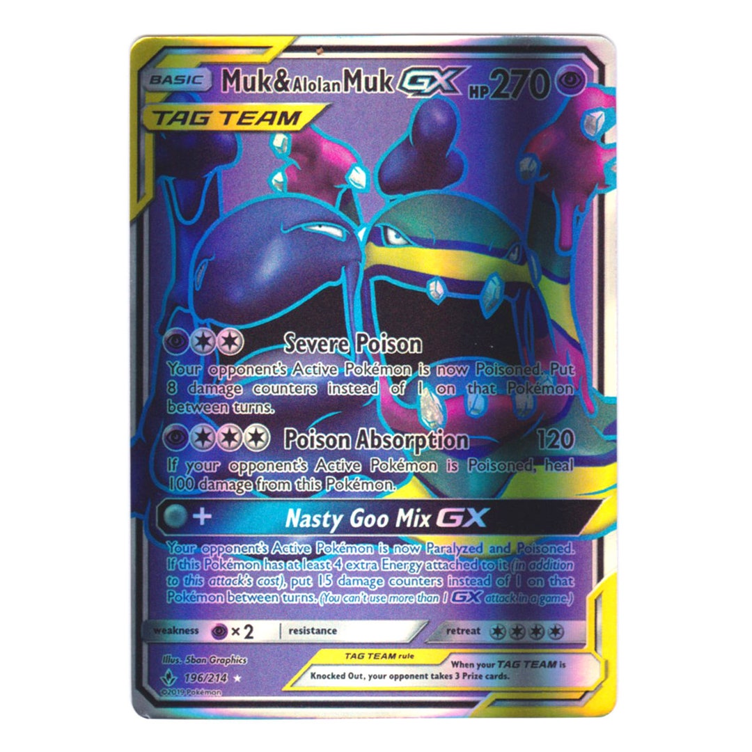 Muk & Alolan Muk GX (full Art) Holo SM Unbroken Bonds 196/214 (custom ...