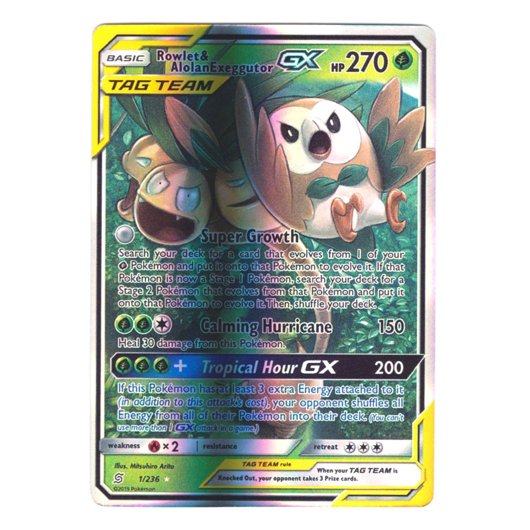 Rowlet & Alolan Exeggutor GX Holo SM Unified Minds 1/236 (custom ...