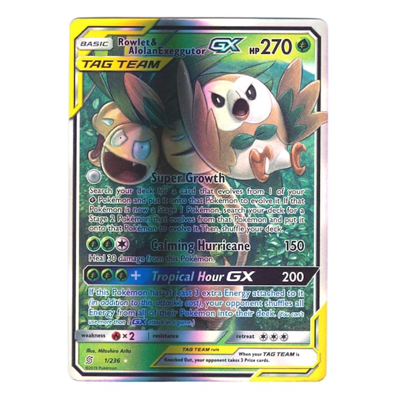 Rowlet & Alolan Exeggutor GX Holo SM Unified Minds 1/236 - Etsy