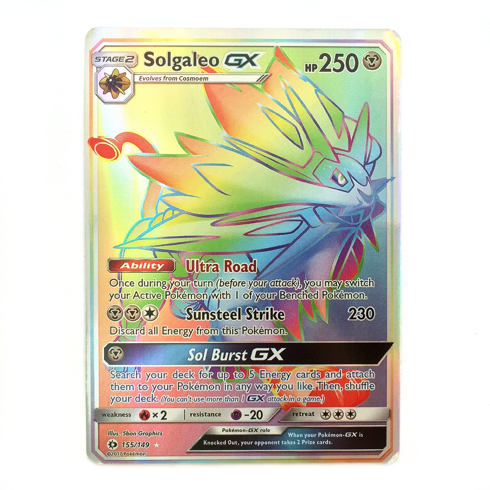 Solgaleo GX Holo (secret) SM Base Set 155/149 (custom | Proxy) - Etsy