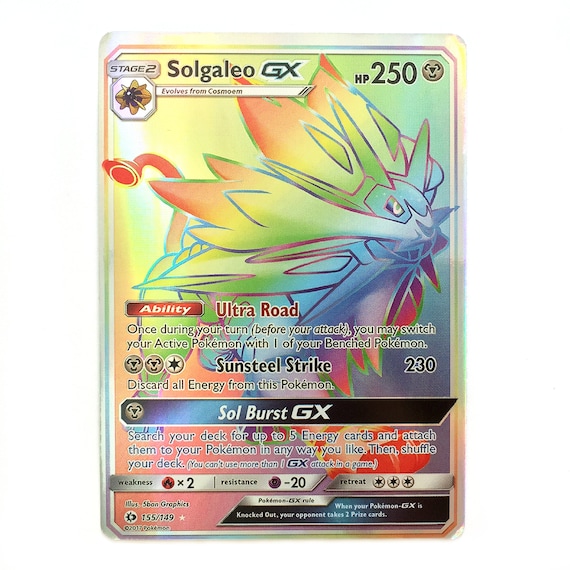 Solgaleo GX Holo secret SM Base Set 155/149 custom Proxy - Etsy