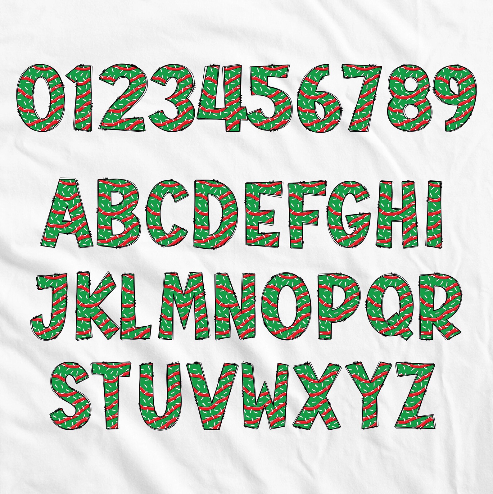 Christmas Tree Cake Alphabet: Holiday Lettering PNG Set (digital ...