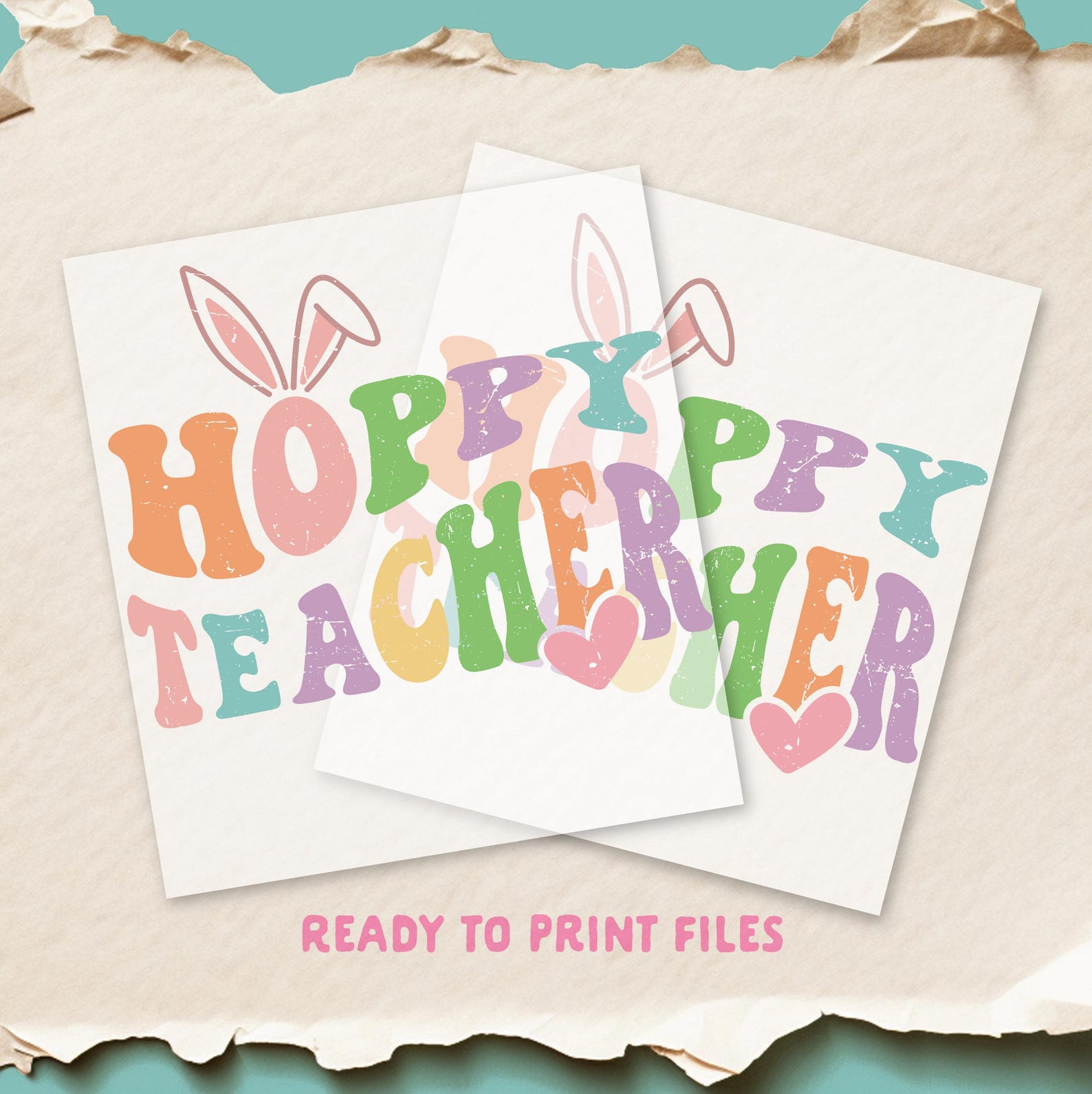 Hoppy Teacher Easter PNG: Bunny Ears Shirt Design (digital Download) - Etsy